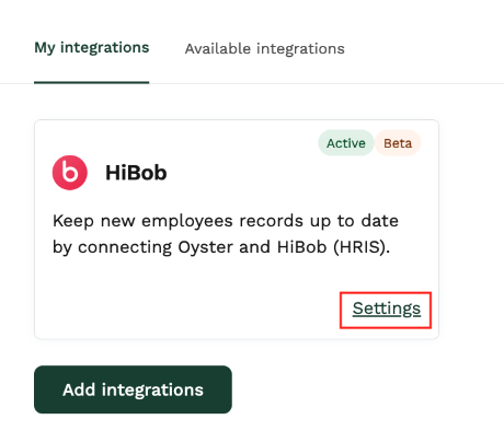 HiBob | Activating time off integration – Oyster Help Center