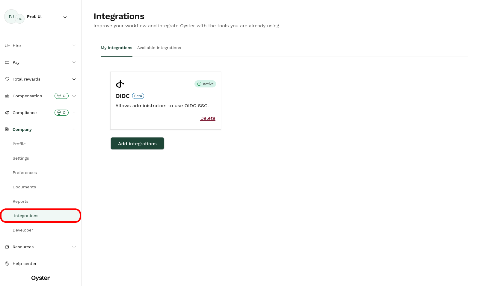 OIDC | Removing your integration – Oyster Help Center