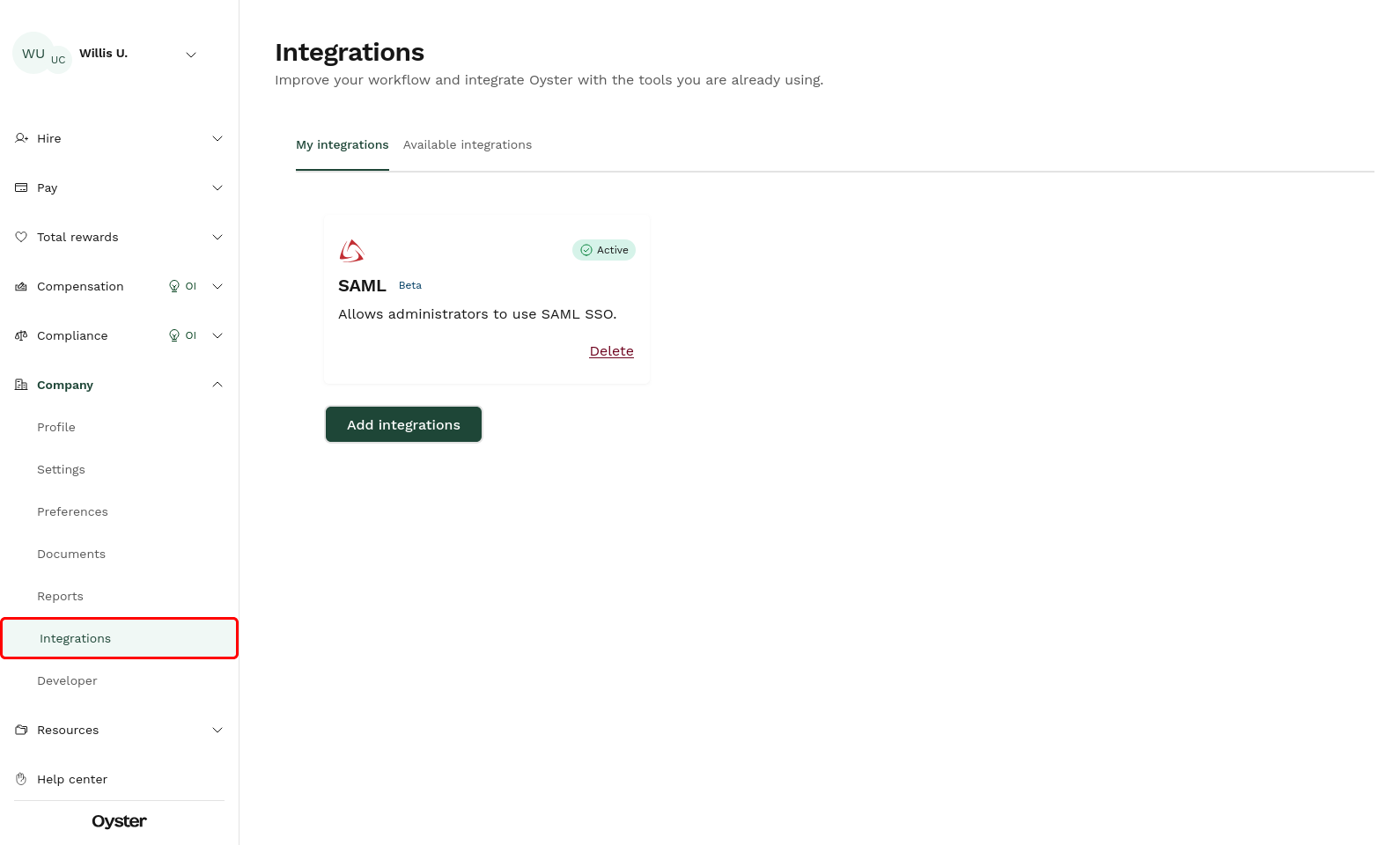 SAML | Removing your integration – Oyster Help Center