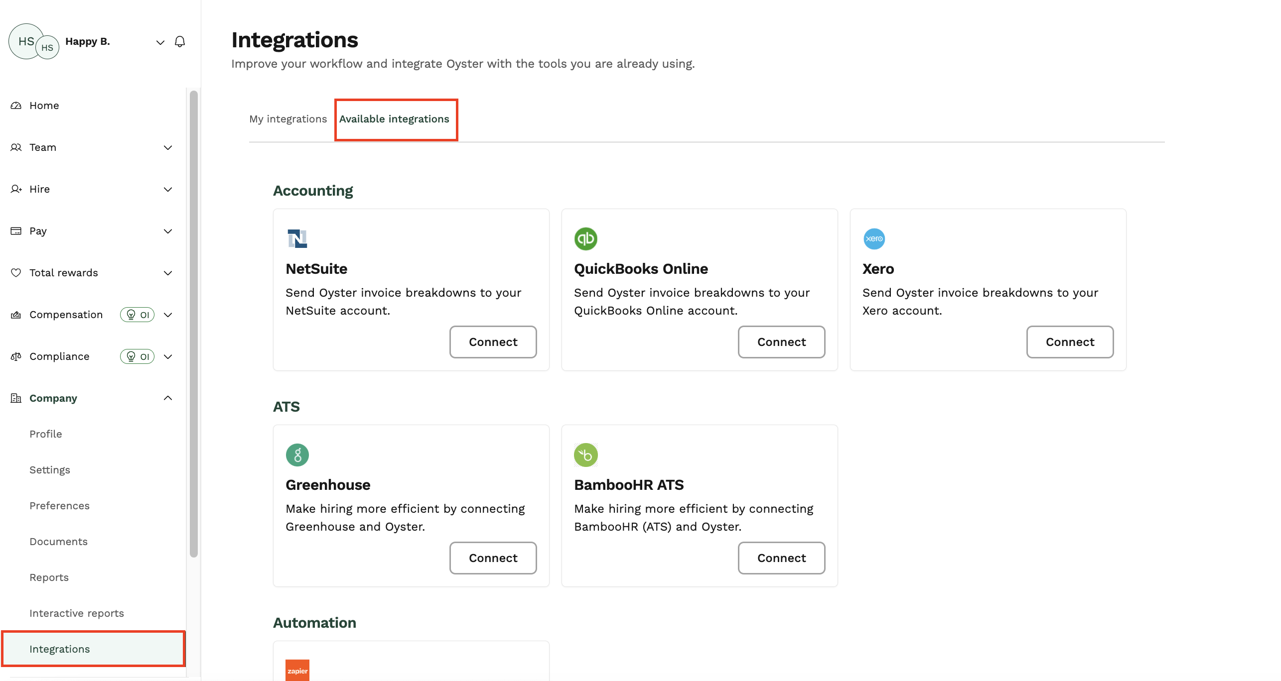 ADP Workforce Now® | Connecting to Oyster – Oyster Help Center