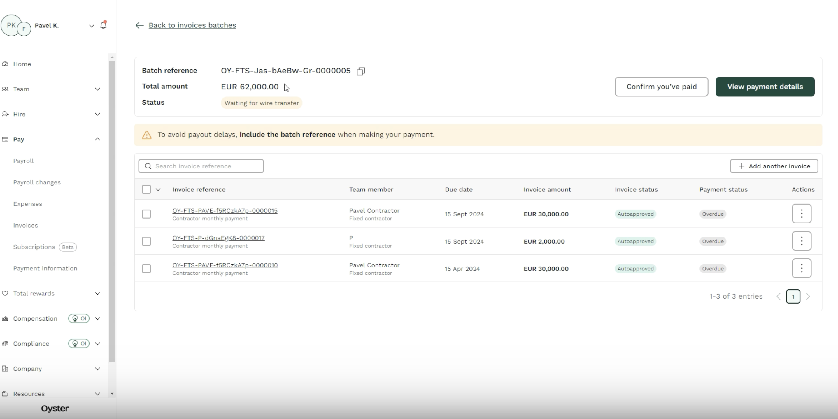 How to batch contractor invoice payments to Oyster – Oyster Help Center