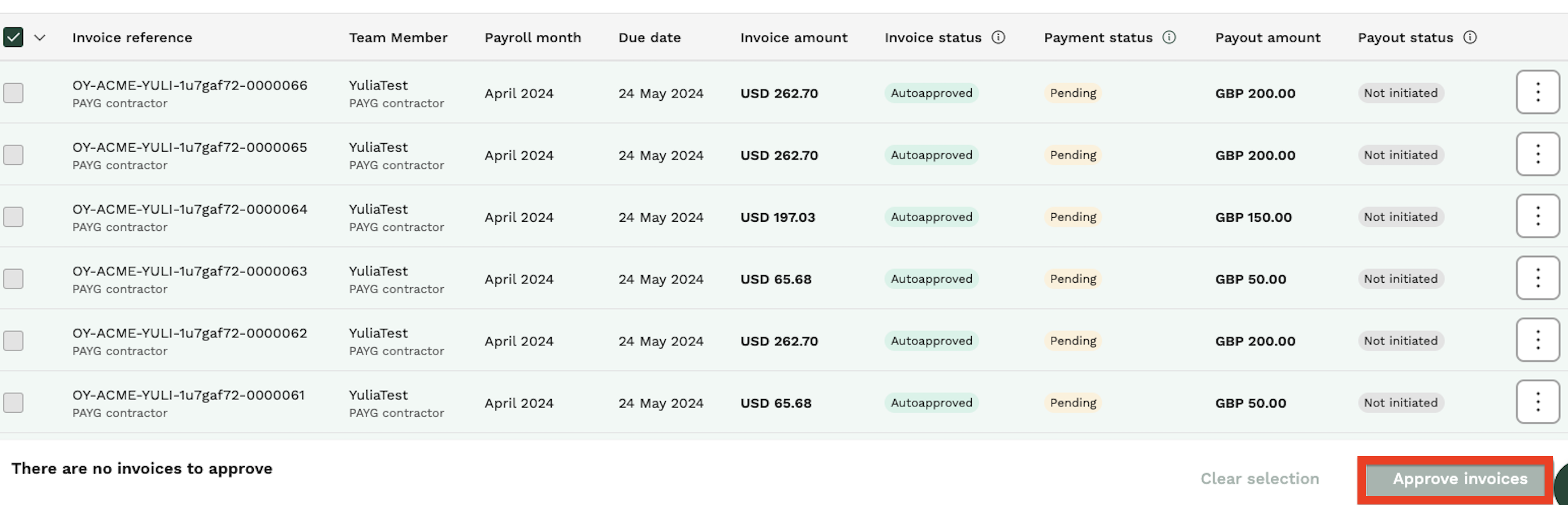 How do I bulk approve Contractors invoices? – Oyster Help Center