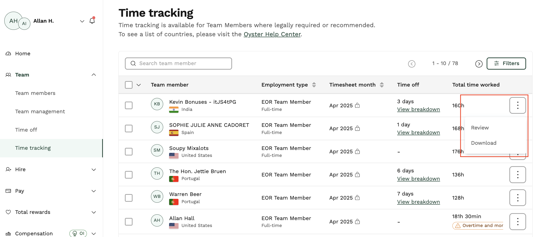 How do I review timesheets for my team? – Oyster Help Center