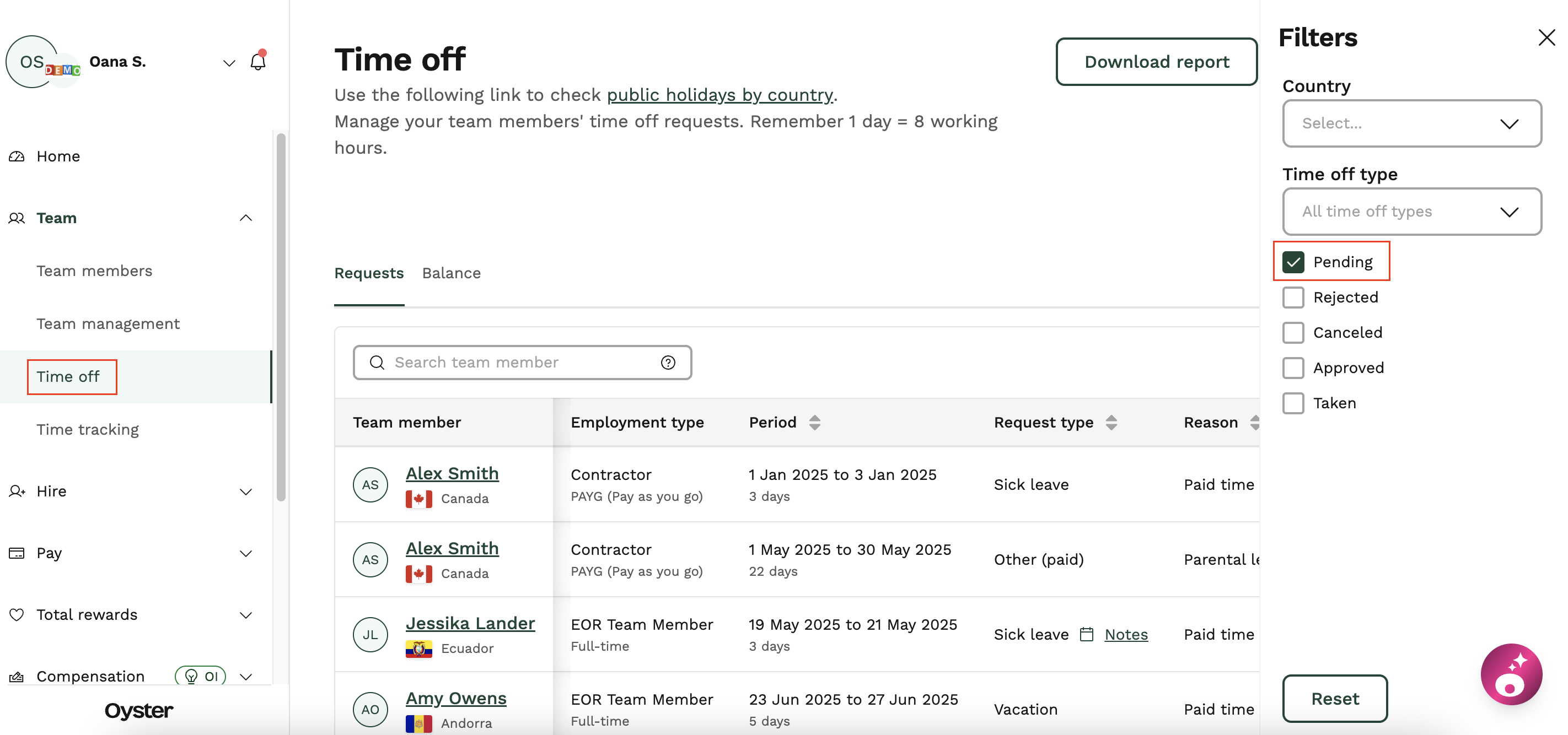 How do I approve or reject a time off request? – Oyster Help Center