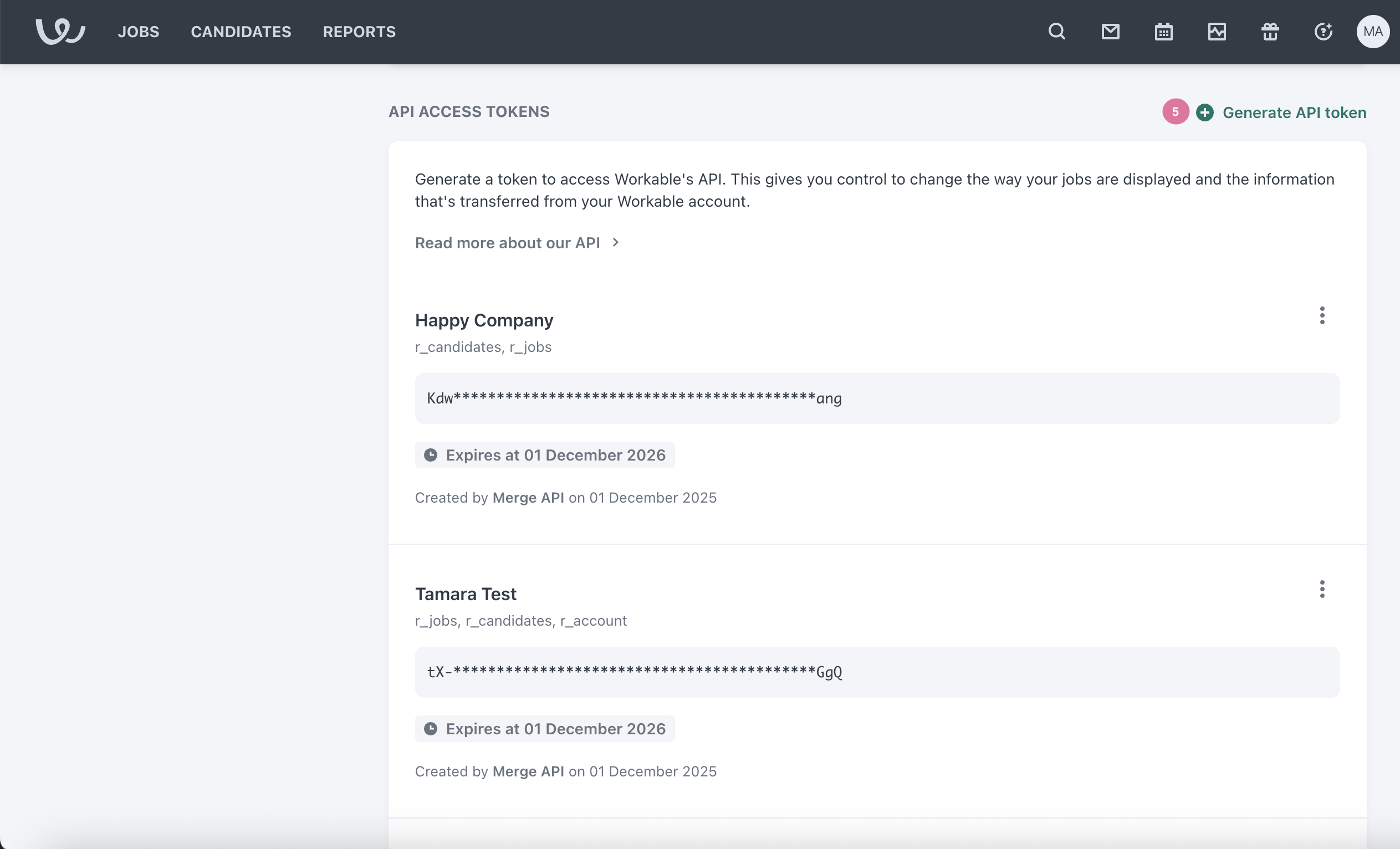 Workable | Obtaining your API token – Oyster Help Center